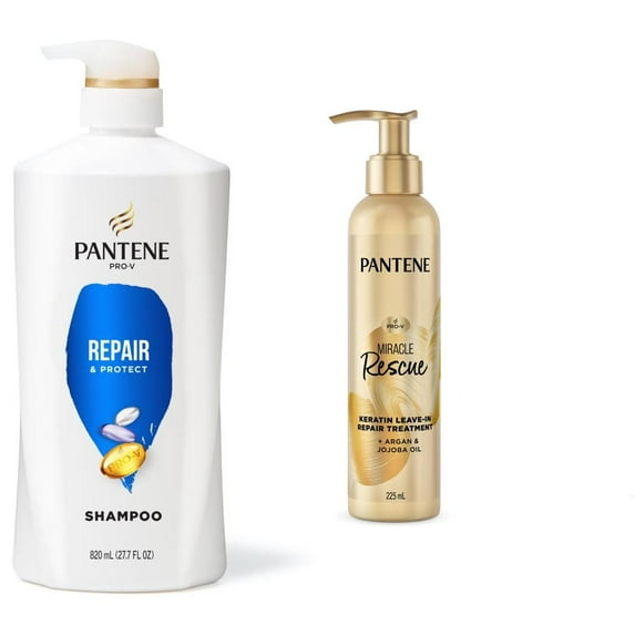 Pantene Repair Shampoo and Miracle Rescue Keratin Leave In Treatment ...