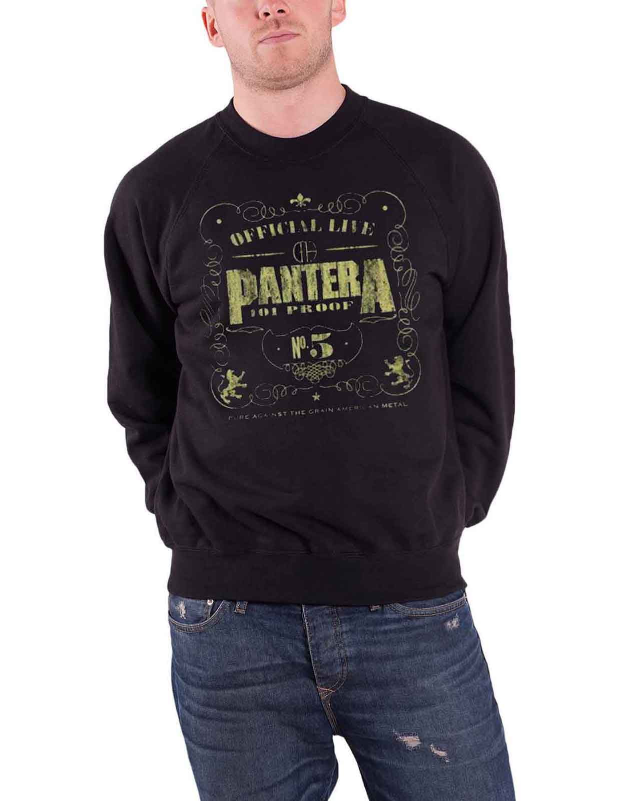 Pantera Mens Sweatshirt Black 101 Proof band logo Official - Walmart.com