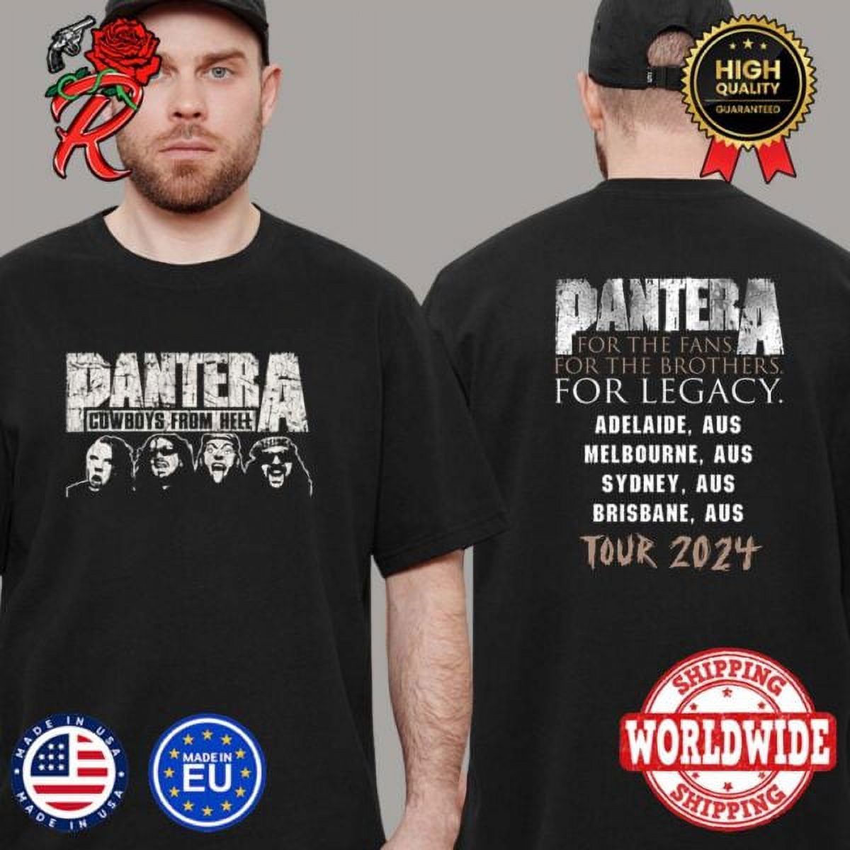 Pantera Tour 2024 Australia Merch Cowboys From Hell T-Shirt - Walmart.com