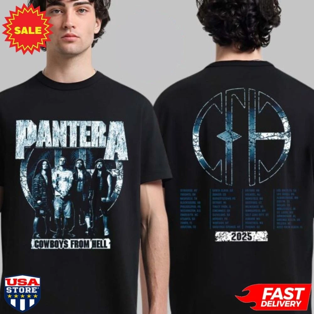 Panteraa The Heavies Tour Of The Summer 2025 Cowboys From Hell Two Sided T-Shirt - Walmart.com