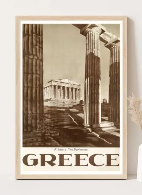 The Pantheon Athens Greece Vintage Travel Poster Greece Travel Wall Art ...
