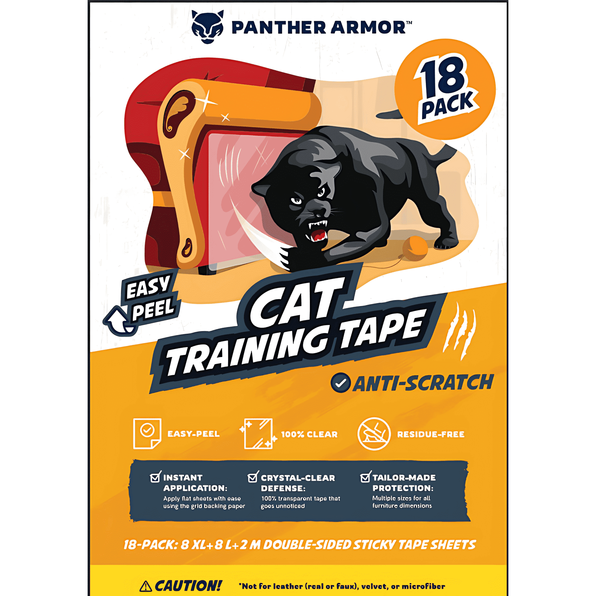 Panther Armor Furniture Protector, 18 Pack Clear Double Sided Anti ...