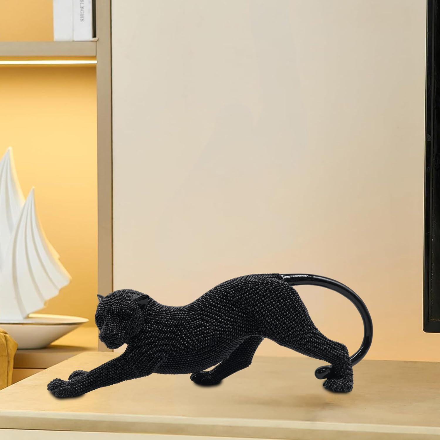 Panther Leopard Statue Handcrafted Silver Cheetah Statue Home Decor ...