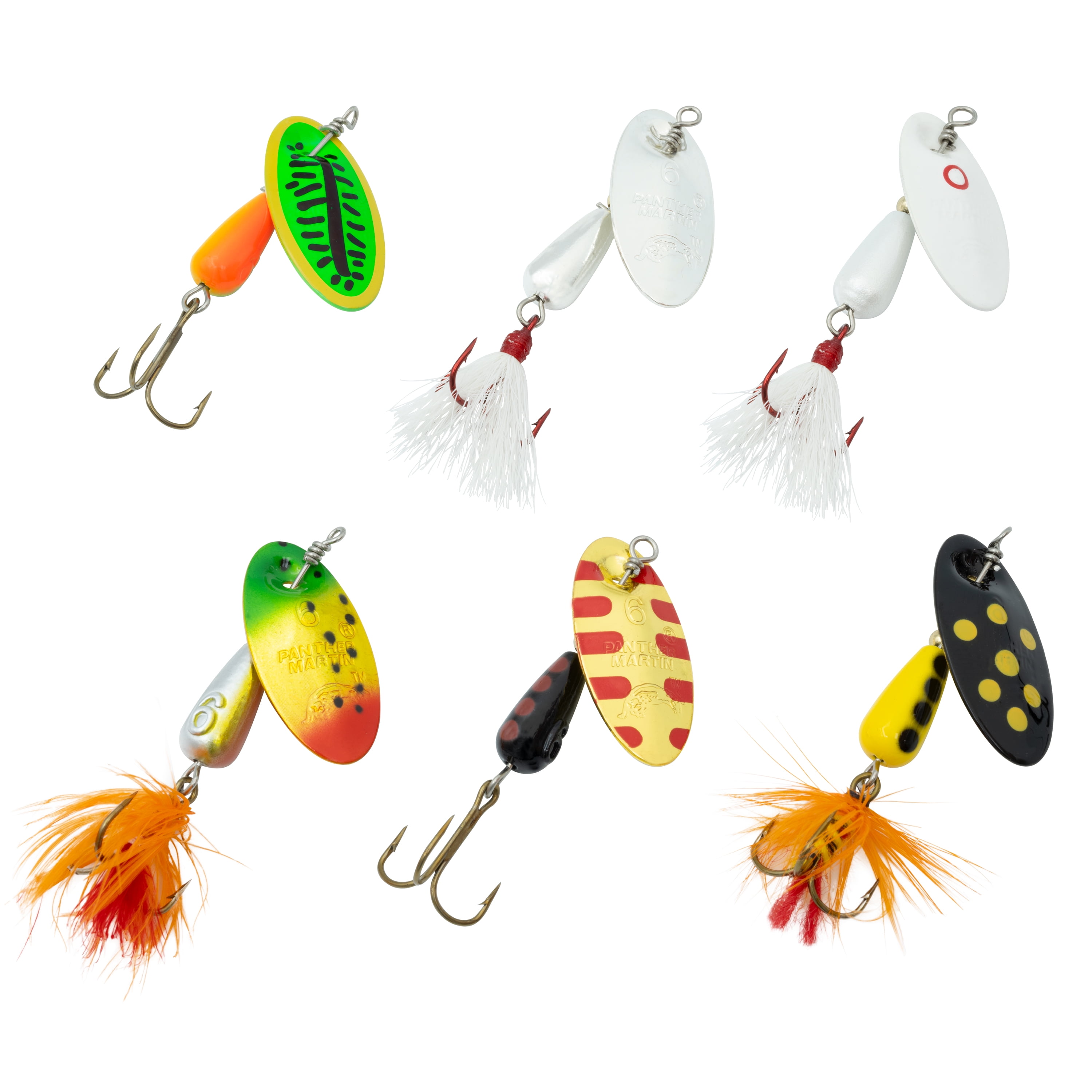Panther Martin, Fishing Lure Kit, 6 Pack, 1/4 oz Assorted Spinners ...