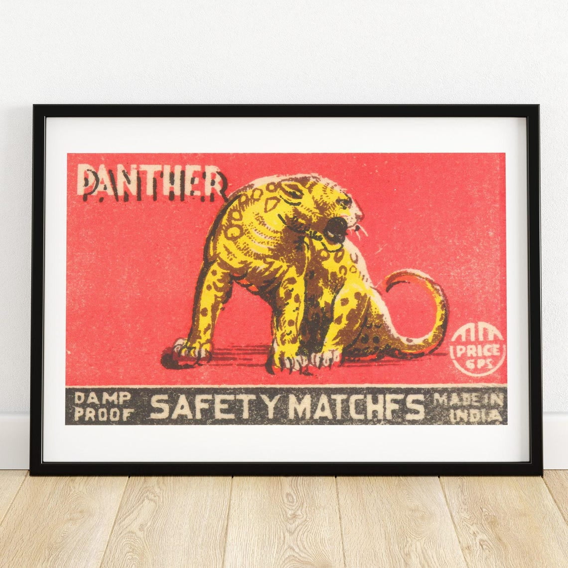 Panther Matchbox Art Print Vibrant Vintage Indian Design Retro Wall ...