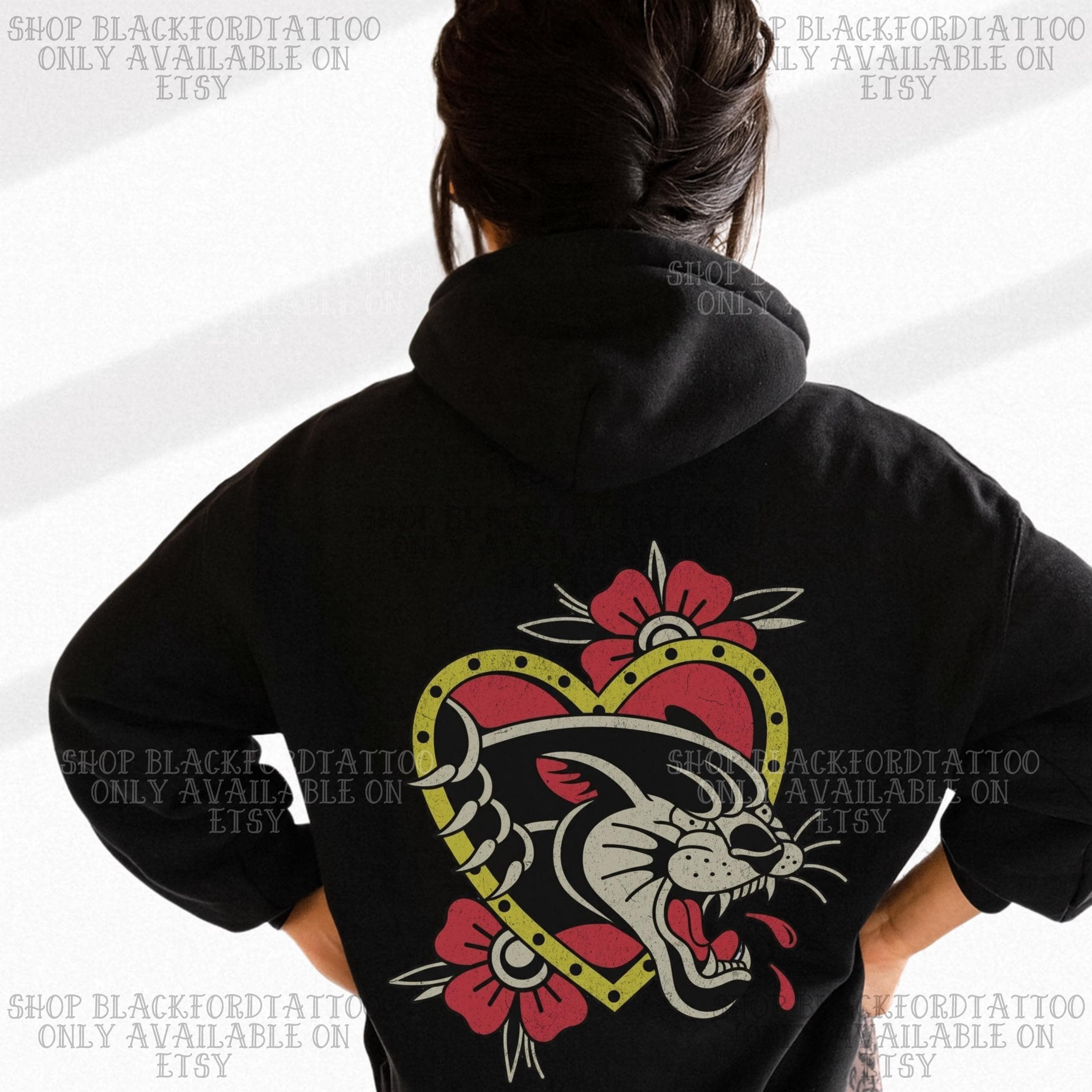 Panther Traditional Tattoo Hoodie Alt Grunge Streetwear Gothic Clothing ...
