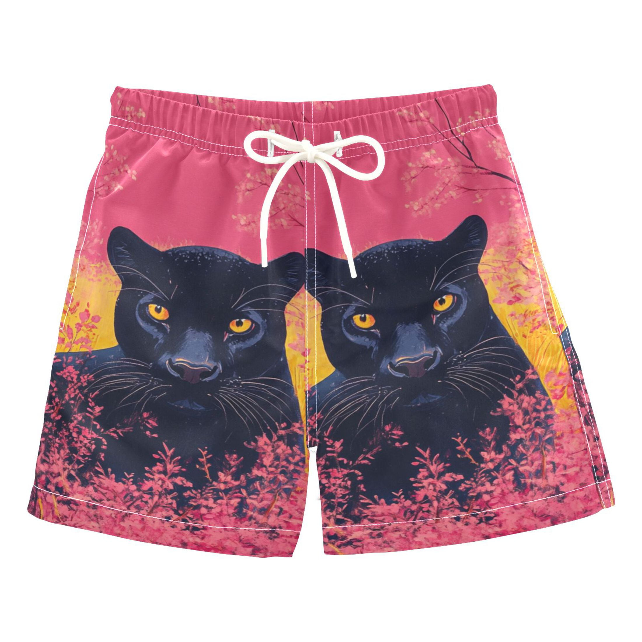 Panther in The Pink Woods Boys Swim Trunks Quick Dry Boy Swim Shorts ...