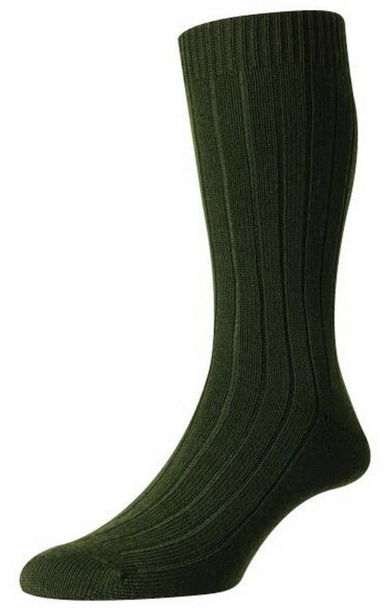 Pantherella Packington Rib Merino Wool Socks - Dark Olive/Green ...