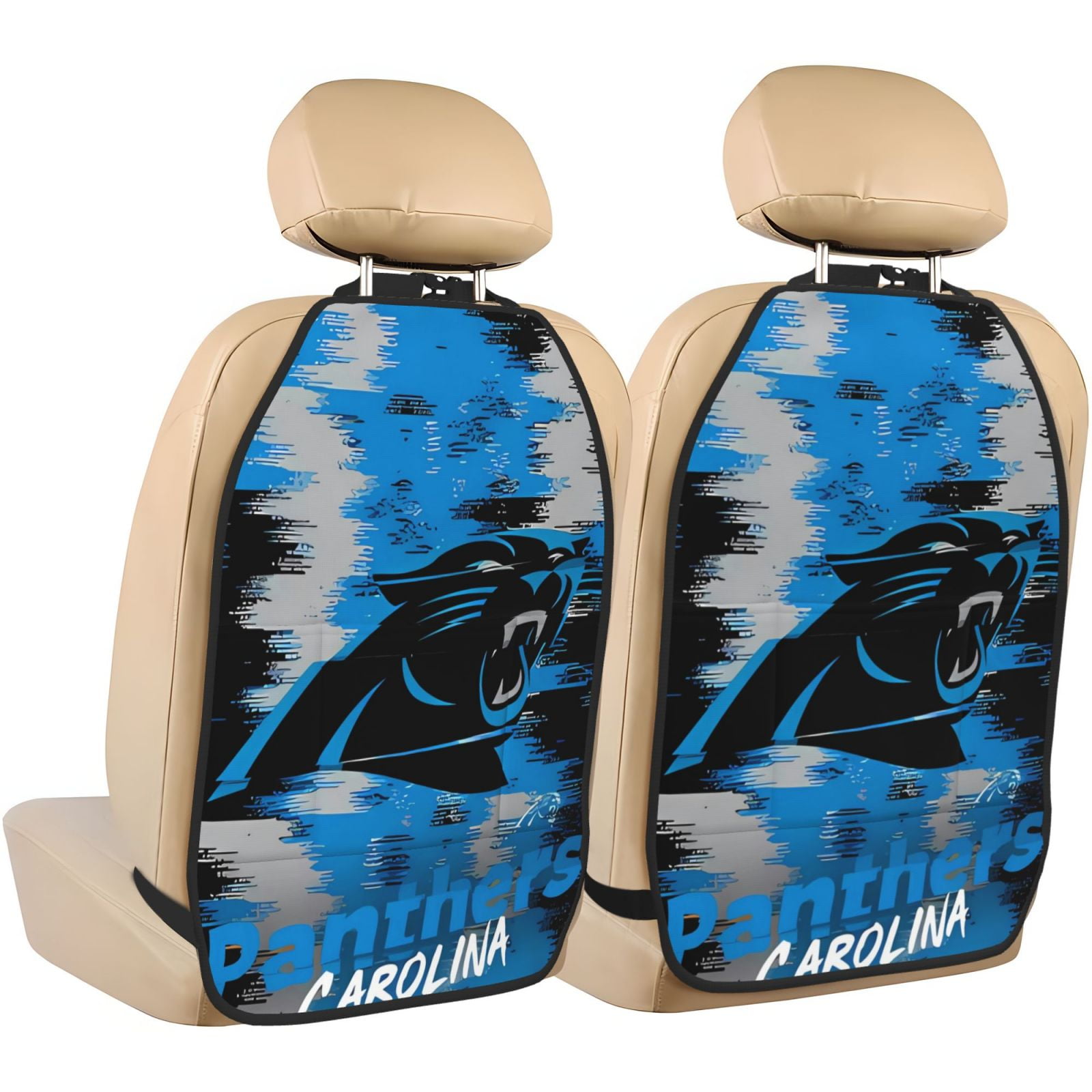 Panthers 2 Pack Car Kick Seats Mats Cover Back Protector with Pockets ...