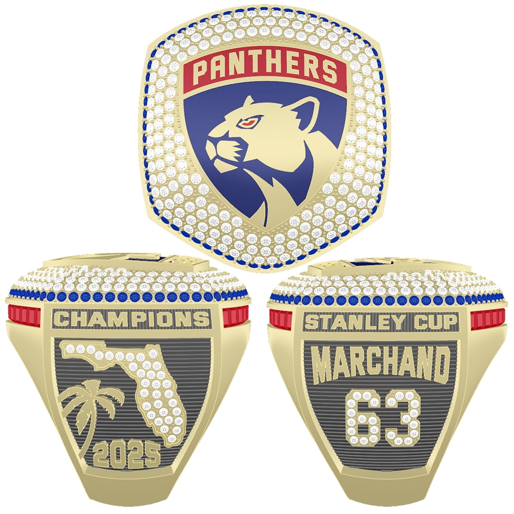 Panthers 2025 Championship Ring – Brad Marchand #63 Gold Bling Stanley ...