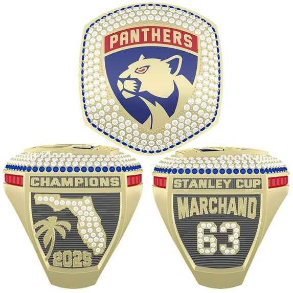 Panthers 2025 Championship Ring – Brad Marchand #63 Gold Bling Stanley ...