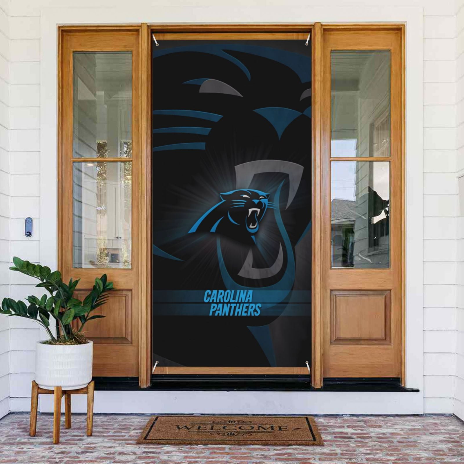 Panthers Football Team Door Decor Banner, Custom Team Fan Porch Sign ...
