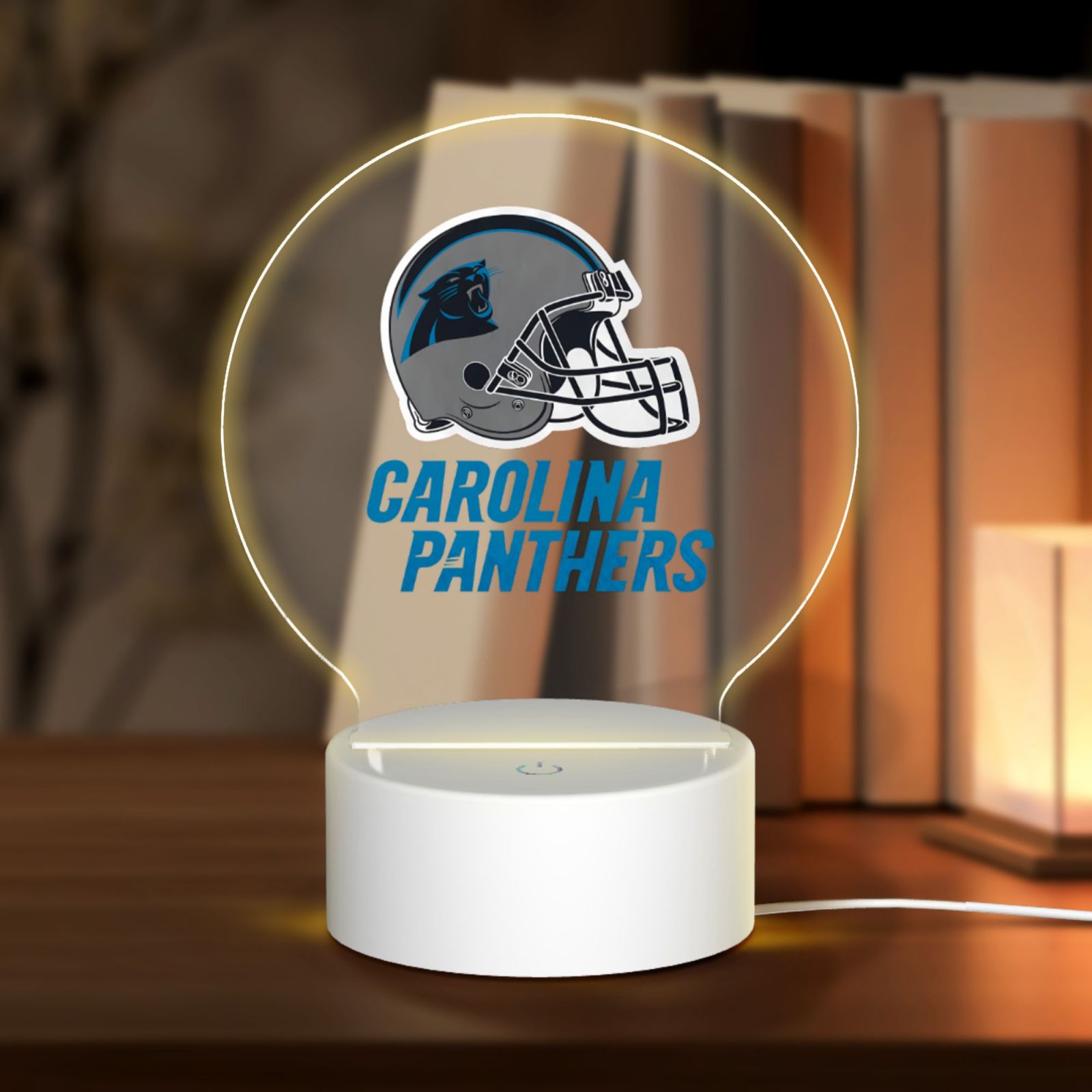 Panthers Football Team Round Acrylic Night Light Plug-in USB, Dimmable ...