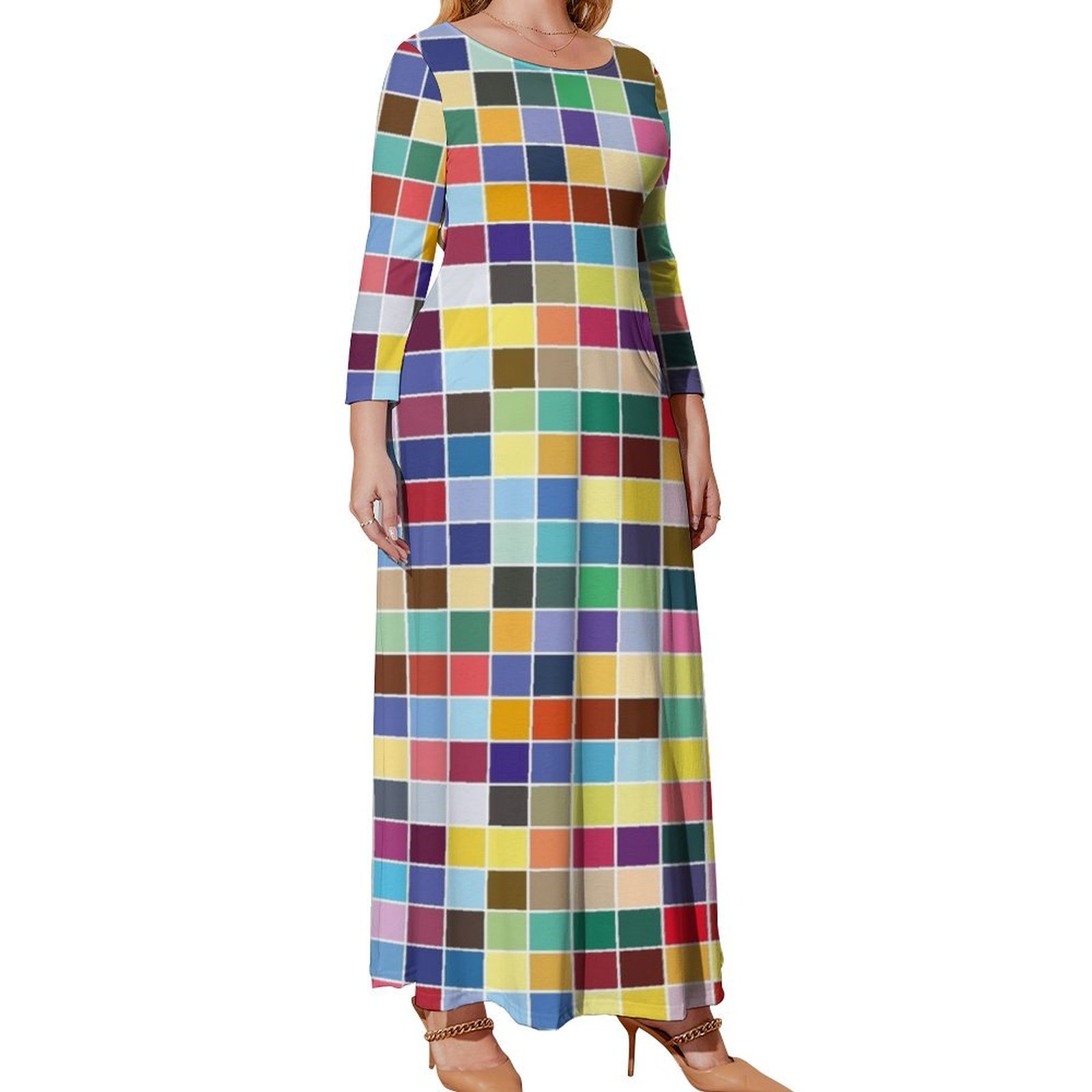 Pantone Color Palette - Pattern Long Sleeved Dress evening dress ladies ...