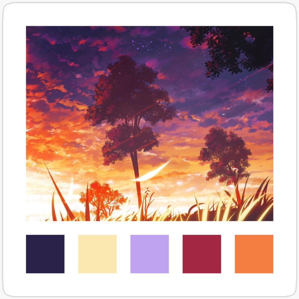 Pantone Japanese Anime Forest Colour Chart Sticker Phone Decal Water ...
