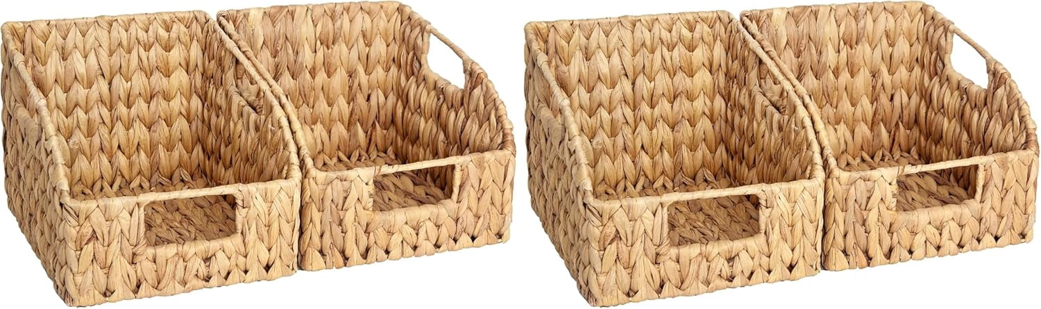 Pantry Baskets for Organizing, Wicker Basket with Built-in Handles ...