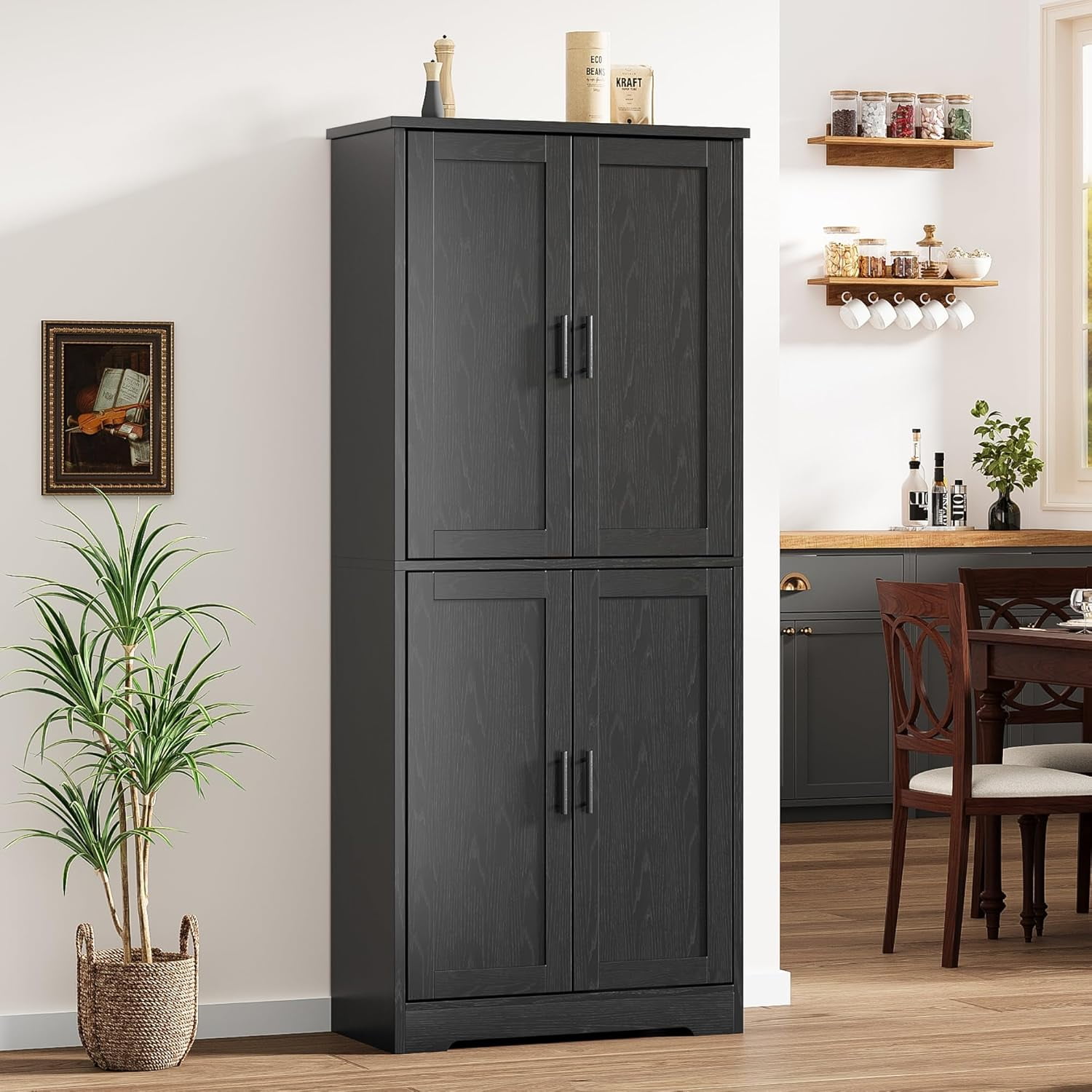 Pantry Cabinet,70" Tall Kitchen Pantry Cabinet with 2 Doors and 3 ...