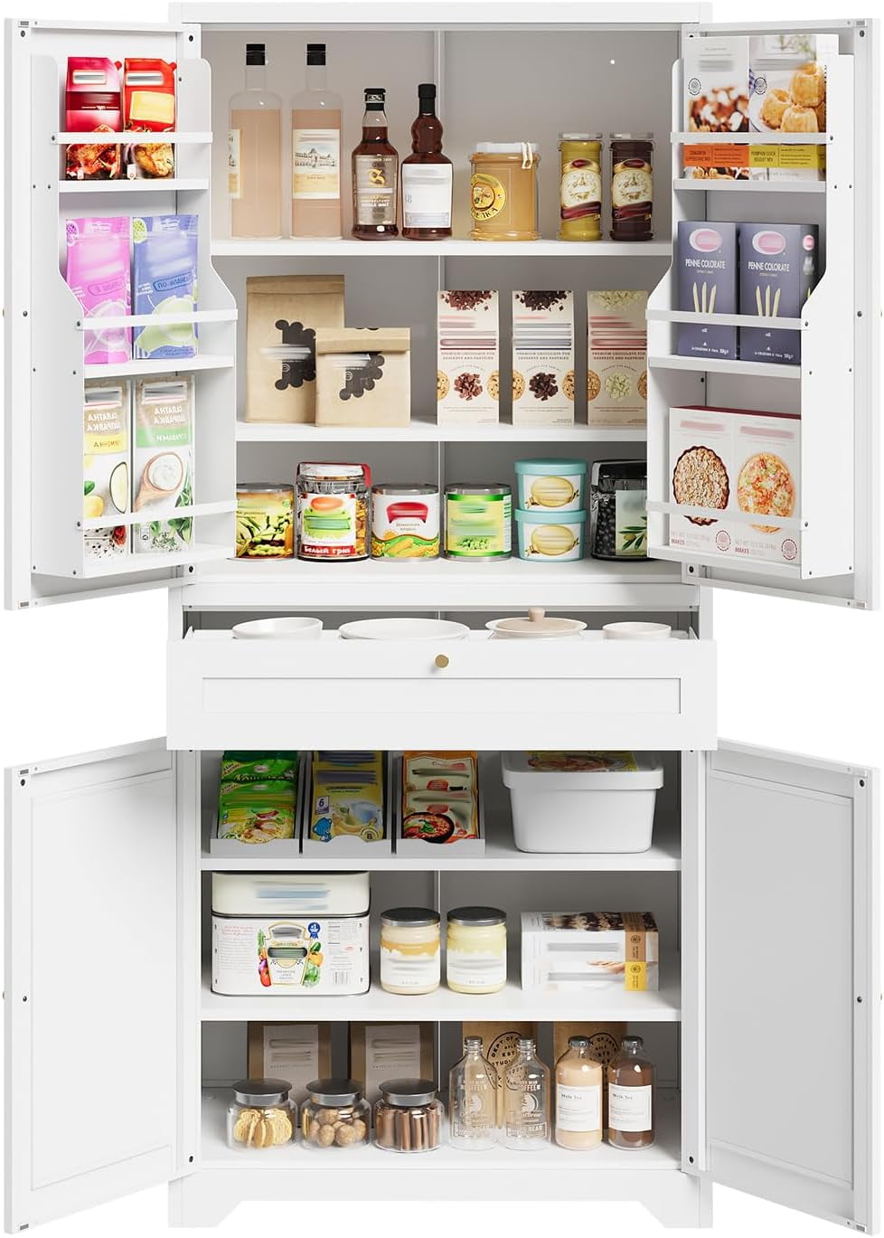 Pantry Cabinet 71” Tall Kitchen Food Pantries Organizer Snack Storage ...