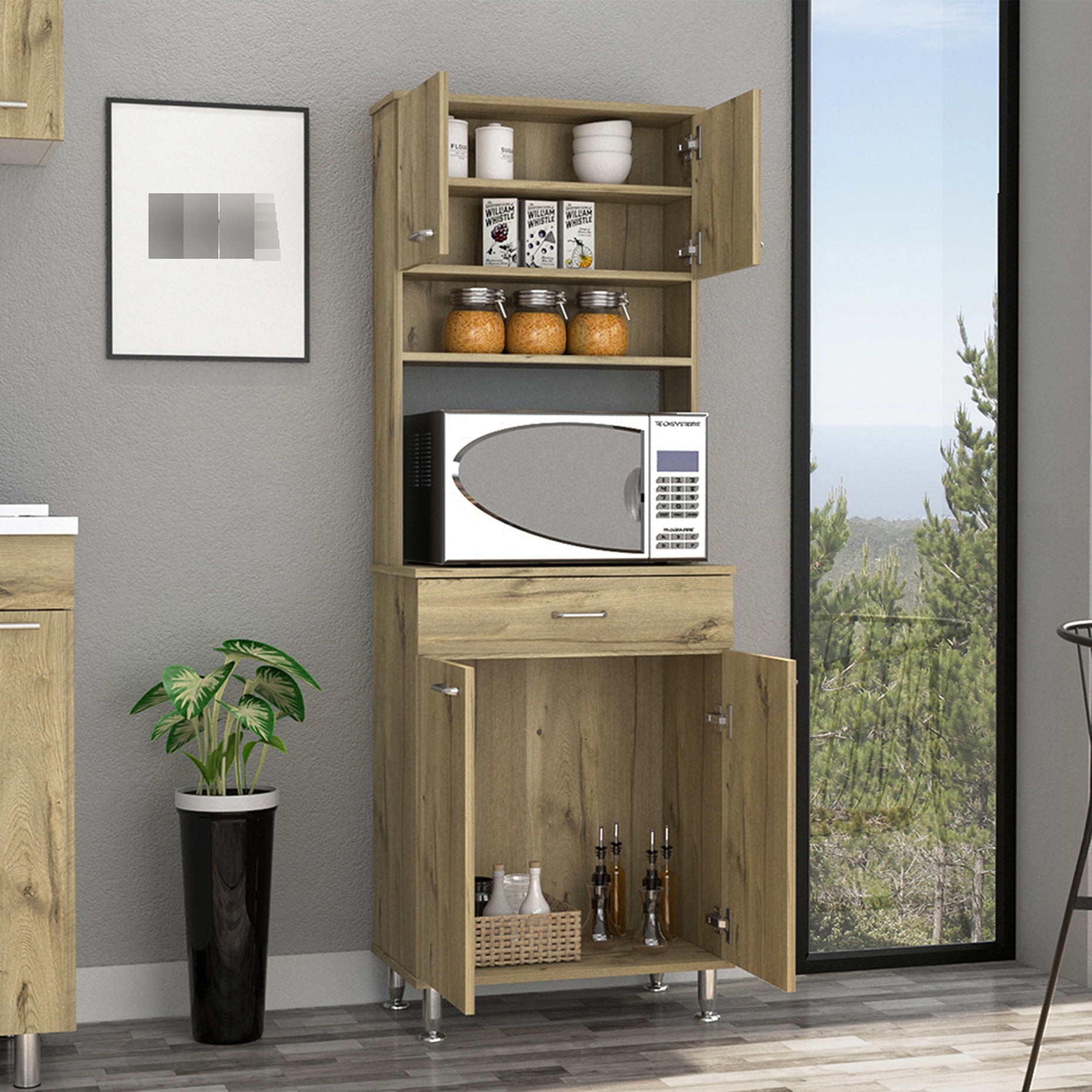 Pantry Cabinet, Double Door Design - Extra Space for Kitchen Items ...