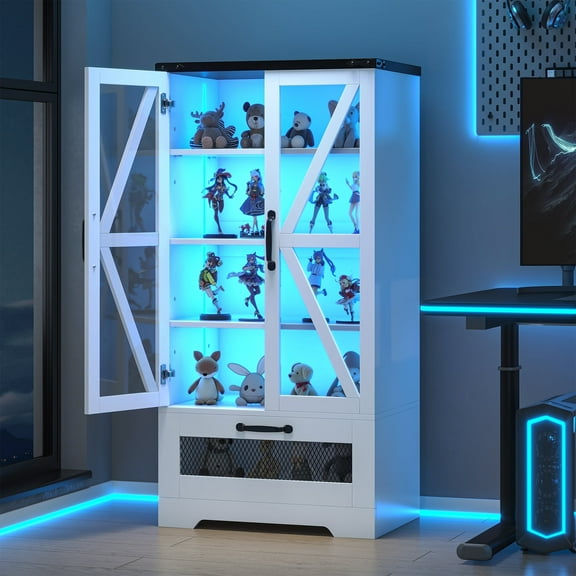 BECHEAO 66" Tall Kitchen Pantry Cabinet with LED Sensor Light, 5 Tier ...