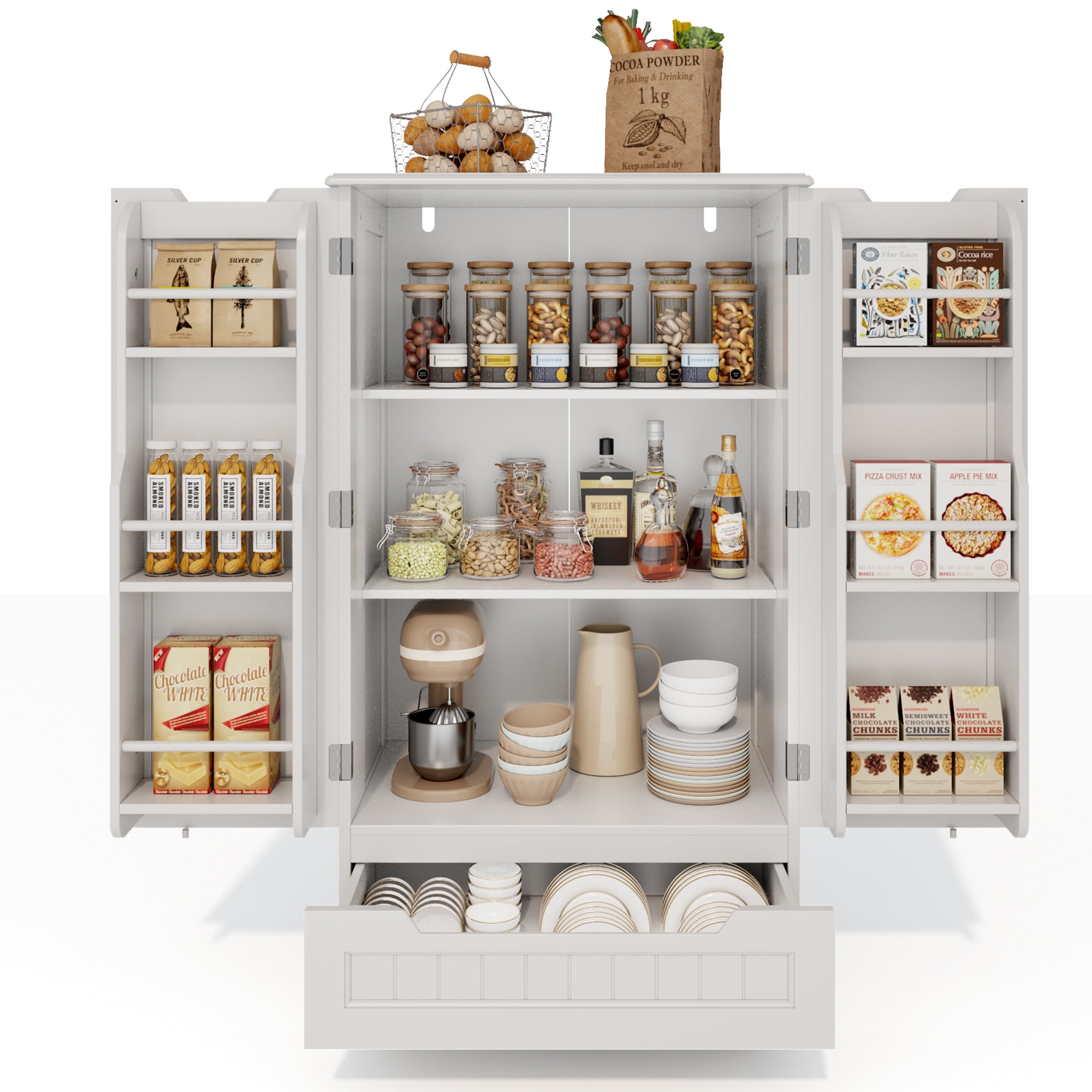 Pantry Cabinet, Lofka 41” Kitchen Pantry Storage Cabinet with 2 Door 1 ...