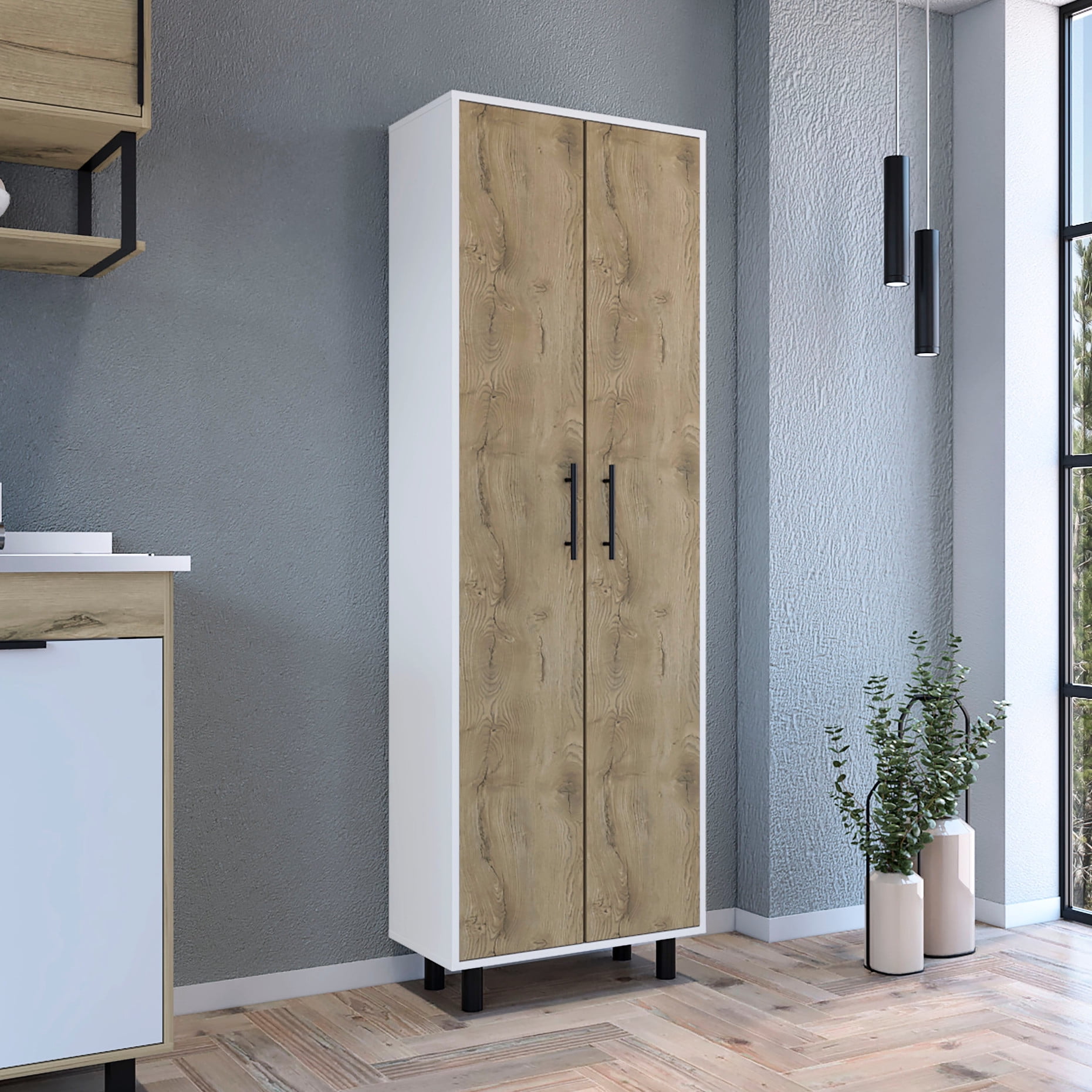 Pantry Cabinet - Multicolor Modern With 5 Internal Shelves And 2 Doors ...
