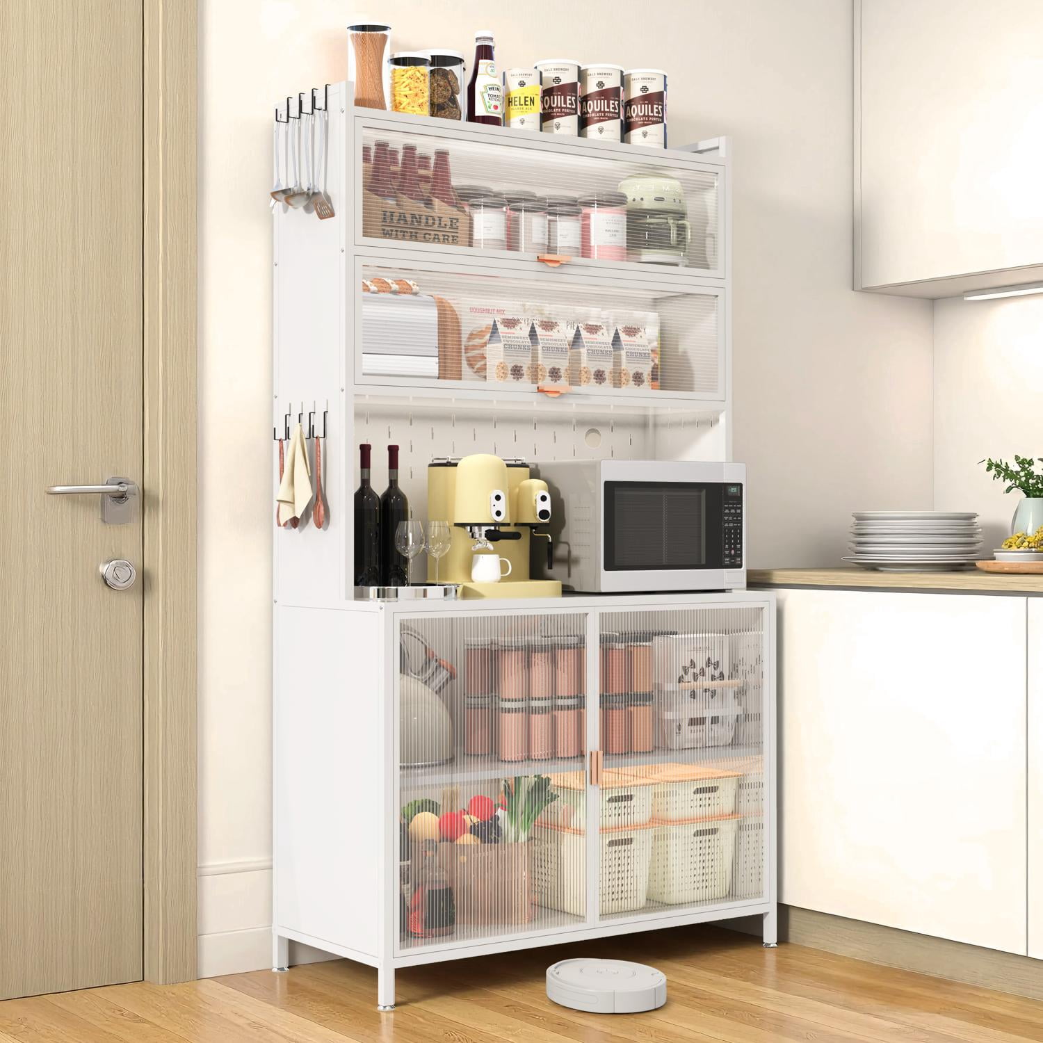 Pantry Cabinet Tall Kitchen Storage Cabinet 6-Tier Steel Pantry Cabinet ...