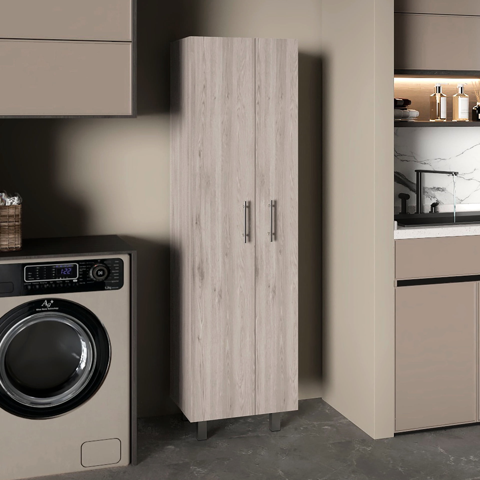 Pantry Closet, Gray And White - Store Your Mop, Broom Cleaning Sundries ...