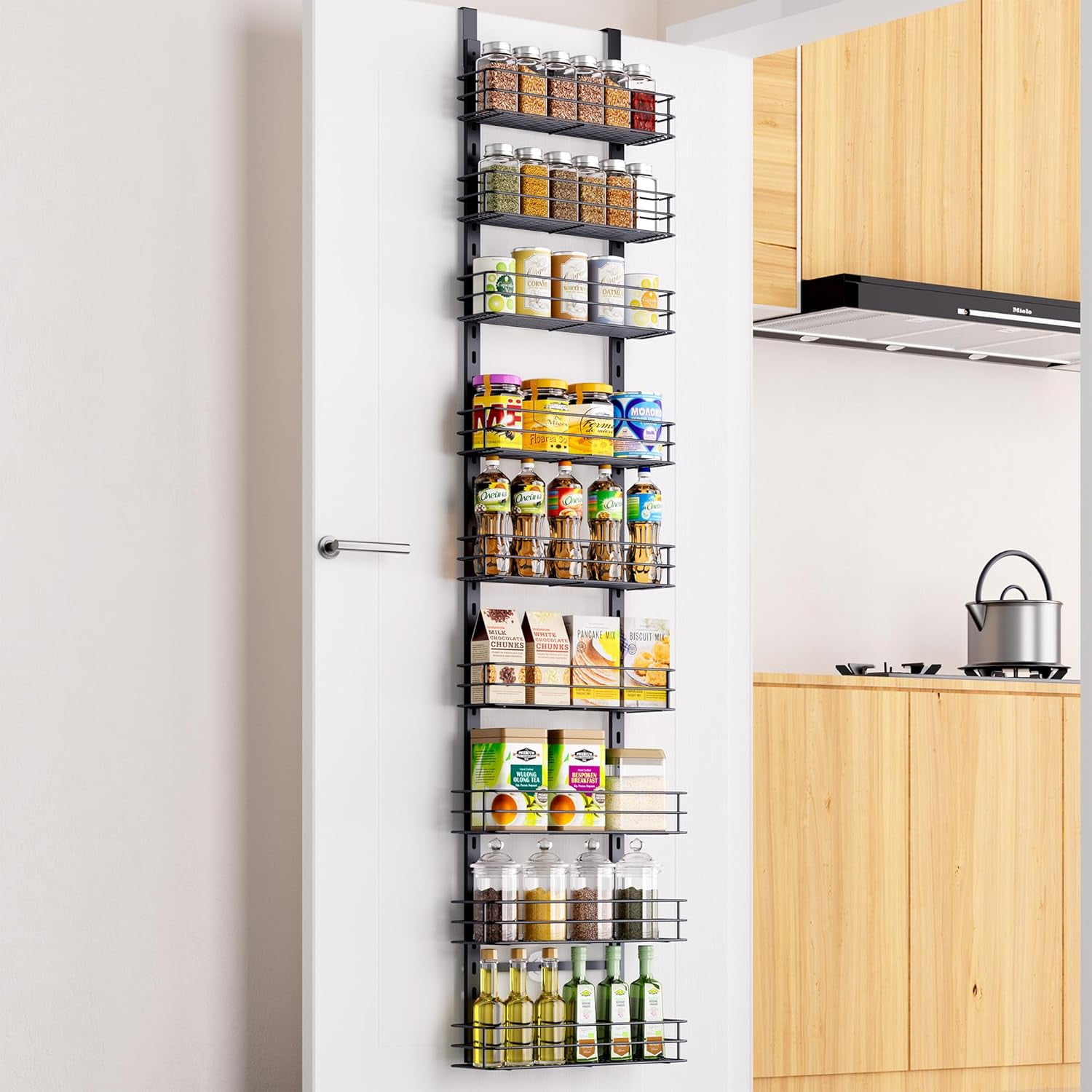 Pantry Door Organizer 12 Inch Wide, 9 Tier Hanging Adjustable Over the ...