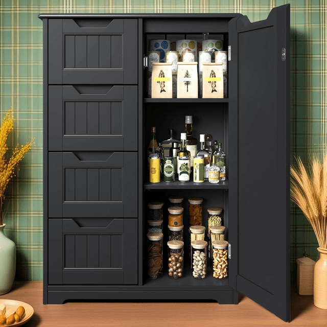 Pantry, Lofka 34 Inches Kitchen Storage Cabinet for with 4 Drawers, 1 ...