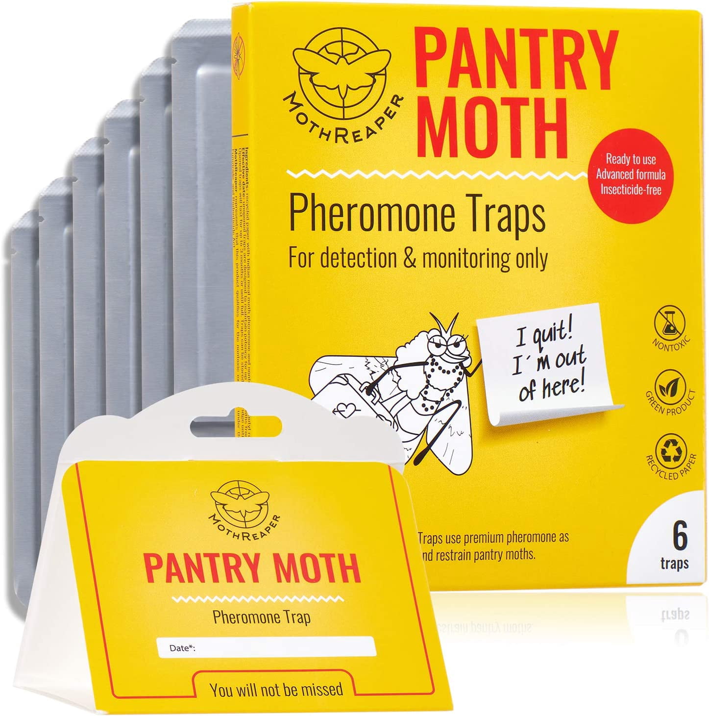 Pantry Moth Trap 6-Pack - Pantry Glue Traps for House, for Food and Cupboard Moths, with ...