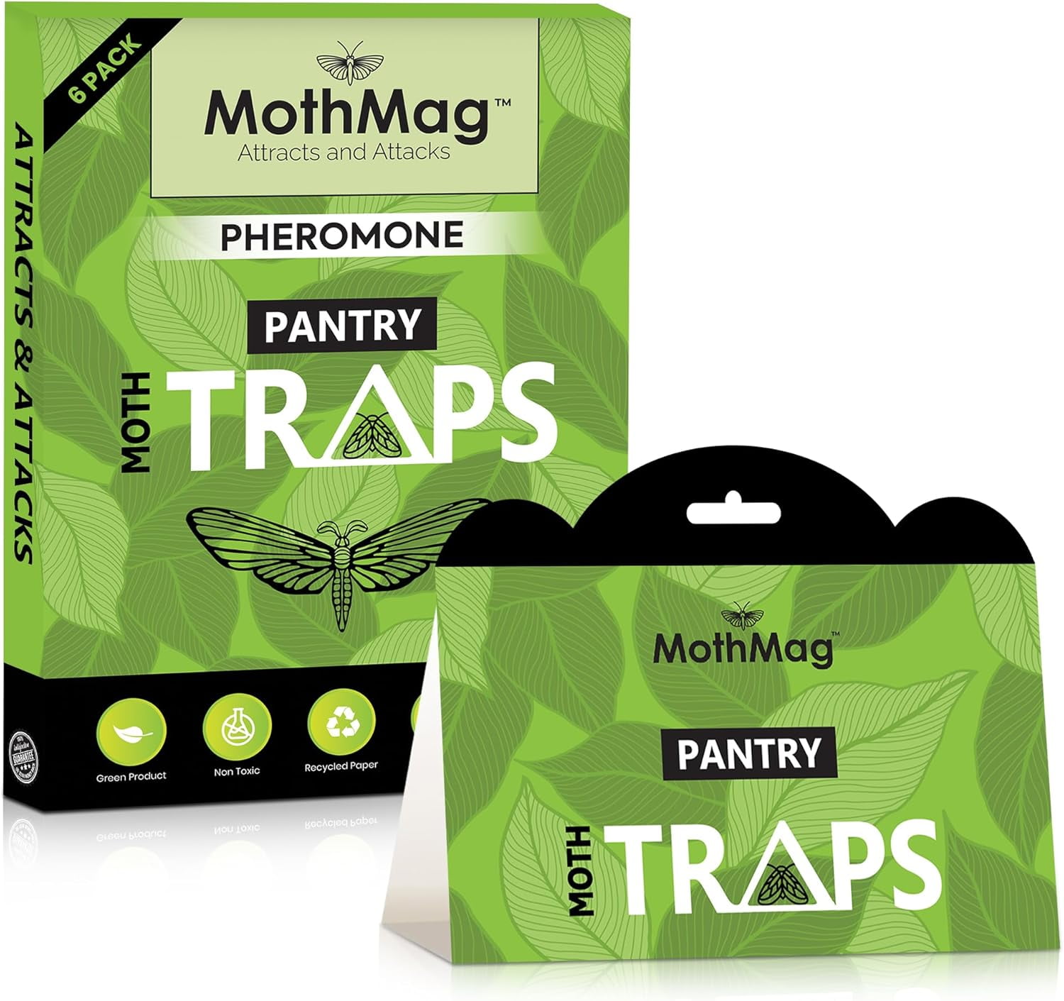 Pantry Moth Traps with Pheromones – 6 Pack, Non-Toxic Insect Killer for ...