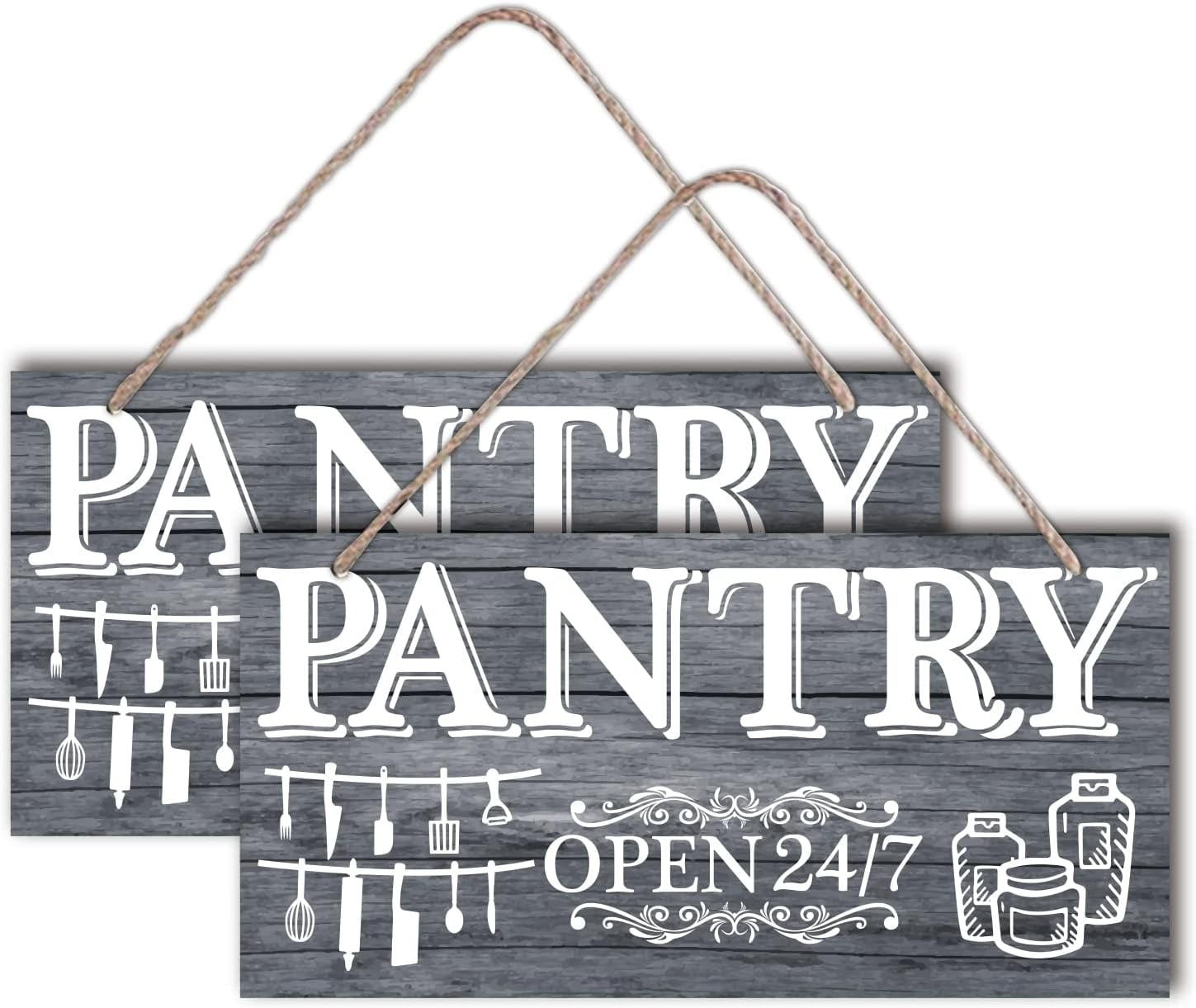 Pantry Open 24/7 Hanging Sign Welcome Wooden Sign Wall Decor Board Door ...