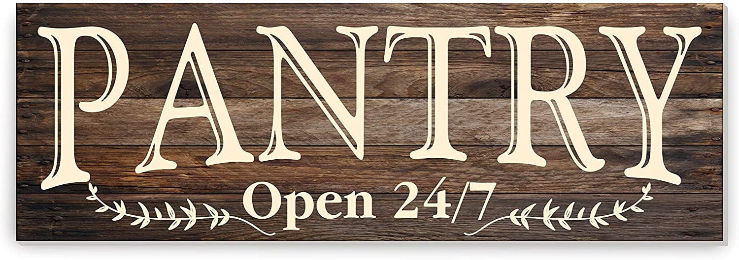 Pantry Open 24/7 Rustic Wood Wall Sign 8x24 (Brown Unframed) - Walmart.com