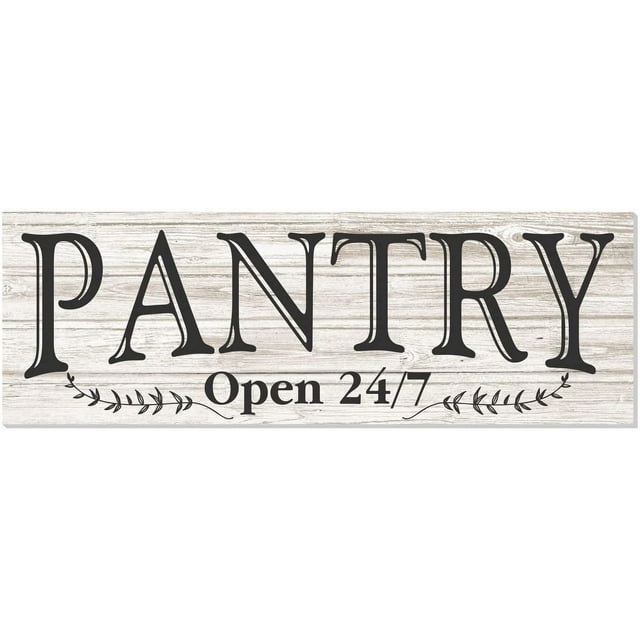 Pantry Open 24/7 White Rustic Wood Wall Sign 6x18 (White Unframed ...