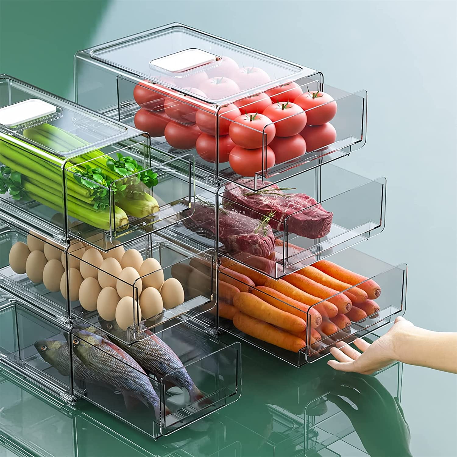 Pantry Organization and Storage Bins, Refrigerator Organizer, Plastic ...