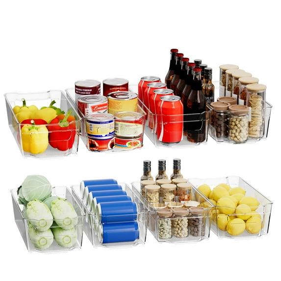 Pantry Organizer Bins, Clear Refrigerator Storage Containers with ...