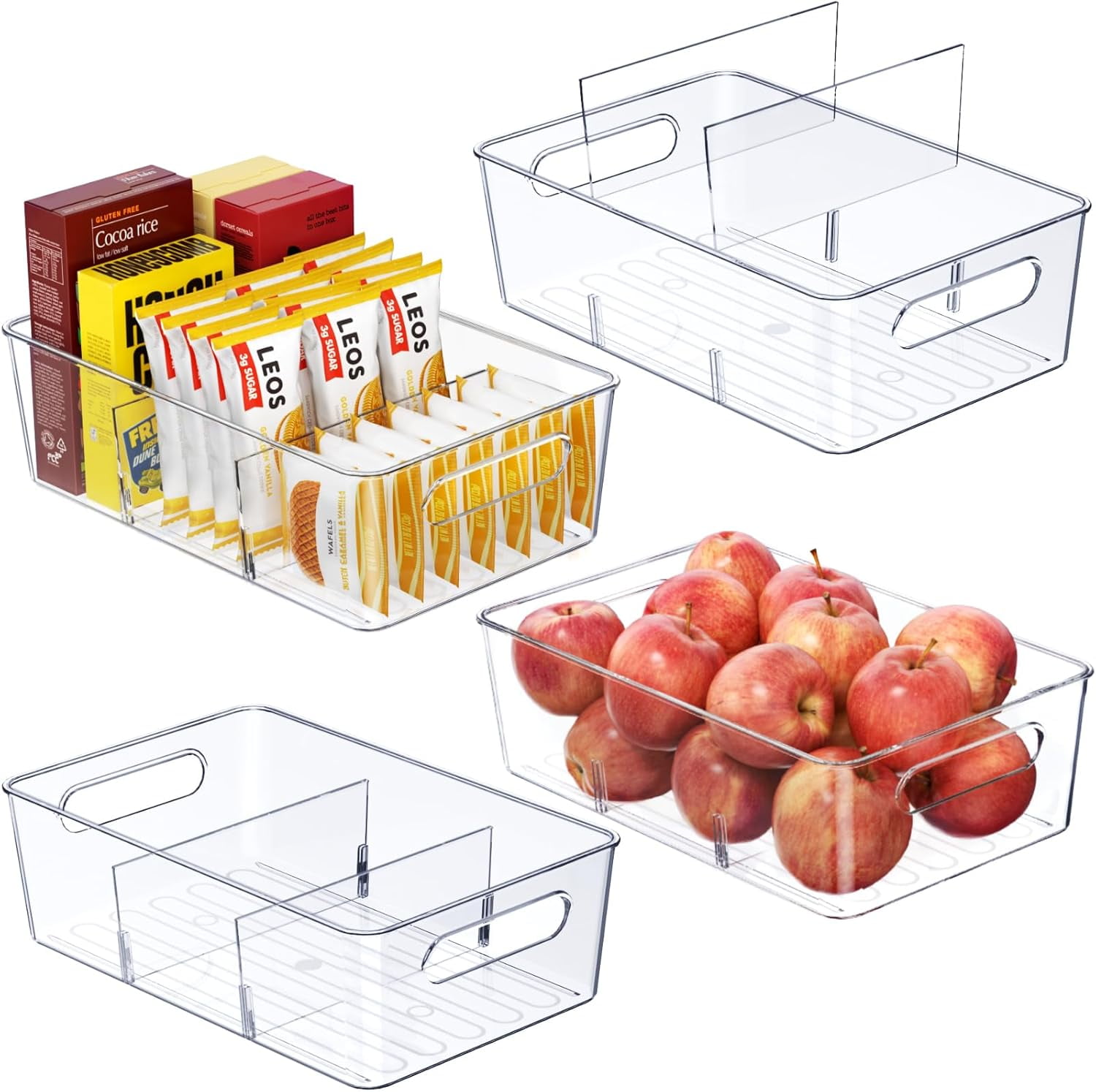 Pantry Organizers and Storage, 4 Pack Snack Organizer for Pantry Shelf ...