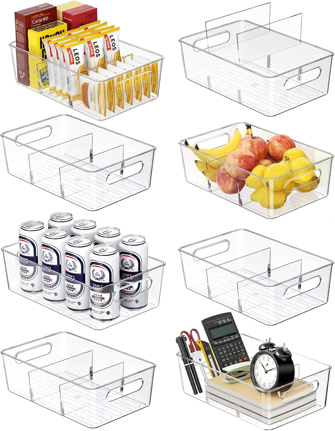 Pantry Organizers and Storage Bins, 6 Pack Clear Plastic Storage Bins ...