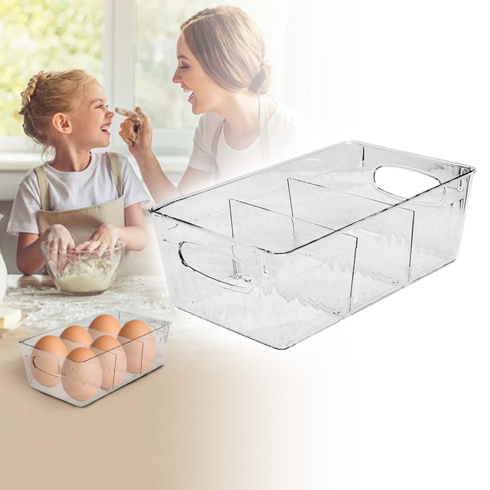 Pantry Organizers And Storage Clear Plastic Containers With 2 Dividers ...