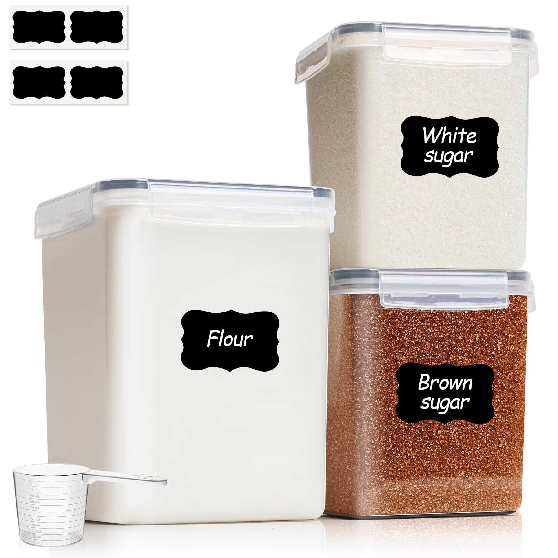 Pantry Organizers and Storage Containers Airtight, 3 Piece Flour and ...