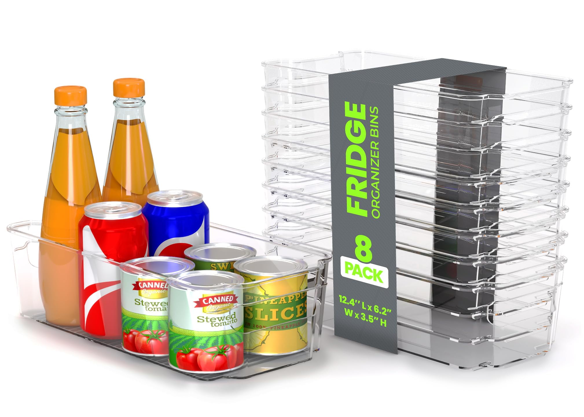 Pantry and Refrigerator Organizer Set of 8 Bins, Clear Stackable ...