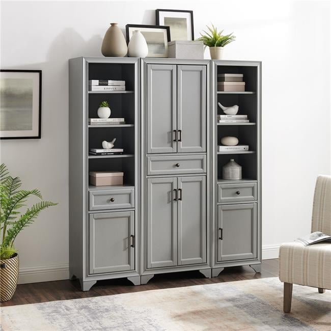 Pantry Set, Distressed Gray - Pantry & 2 Linen Cabinets - 3 Piece ...