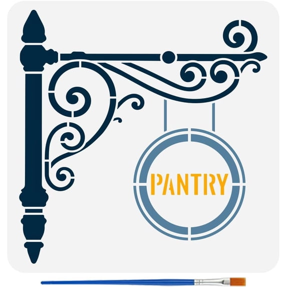 Pantry Stencil with Paint Brush 11.8x11.8inch Reusable Kitchen Sign ...