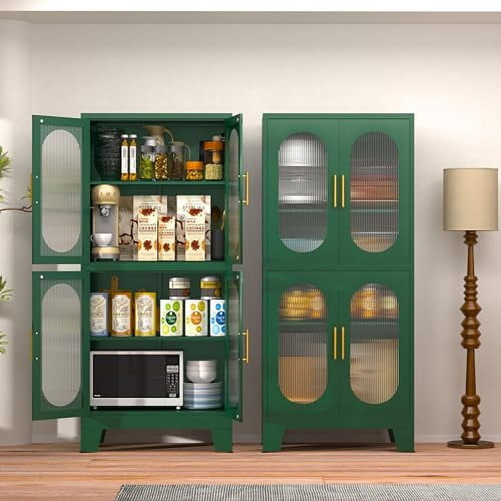 Pantry Storage Cabinet, 61" Pantry Cabinets with Acrylic Glass Doors ...