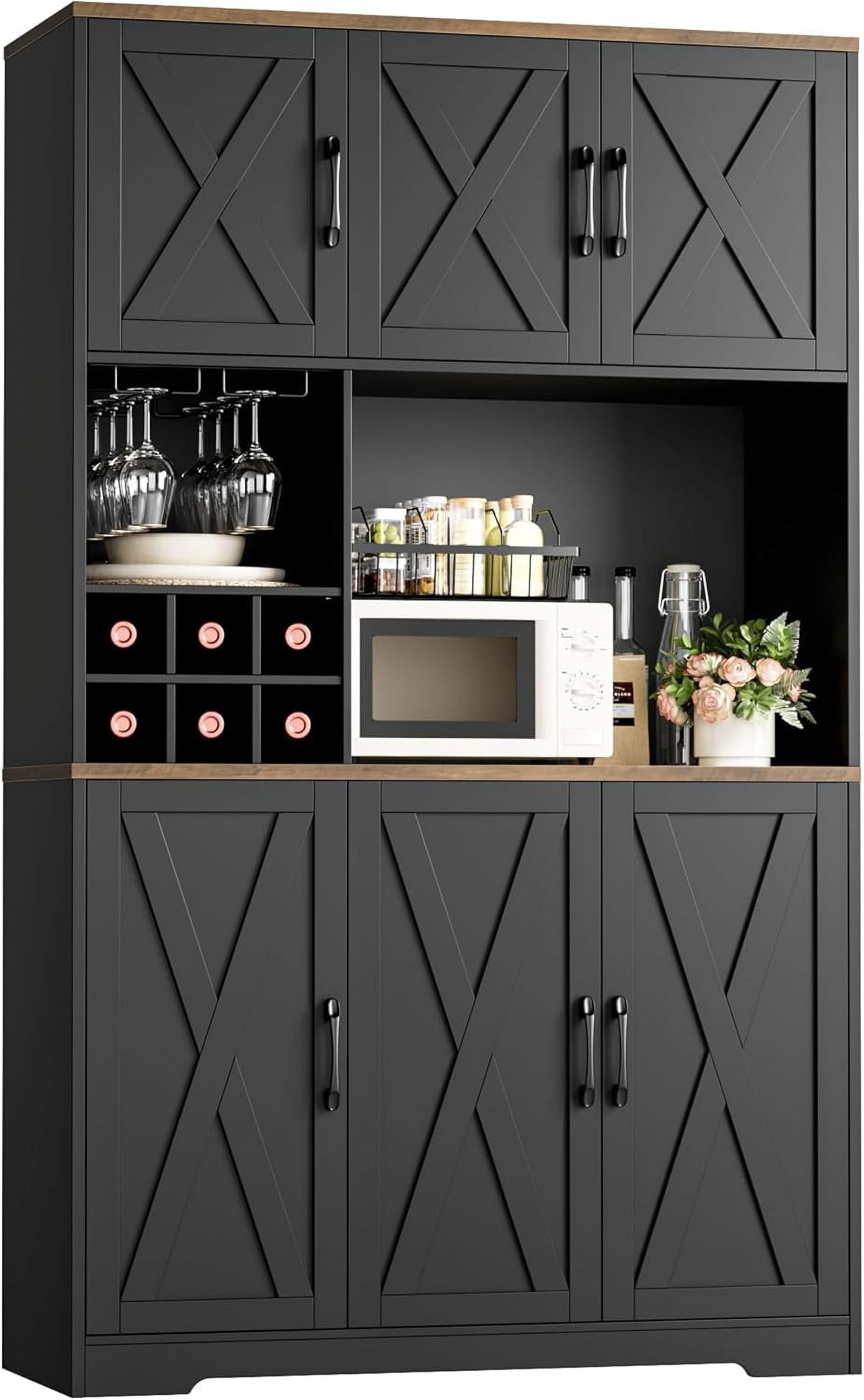 Pantry Storage Cabinet 71" Tall Food Pantry Cabinet with Microwave ...