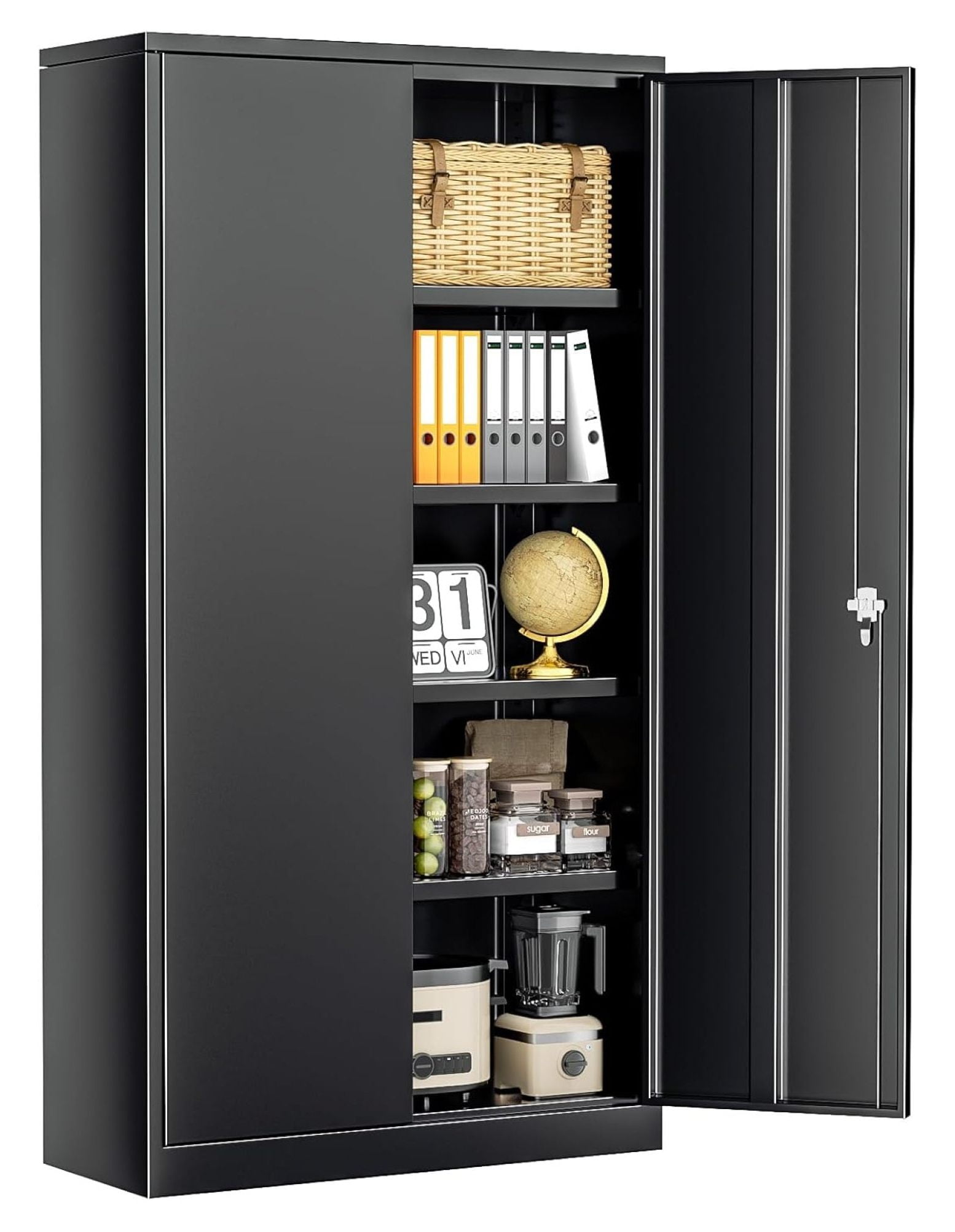 Pantry Storage Cabinet with Lock, 72" H Metal Storage Cabinets with 4 ...