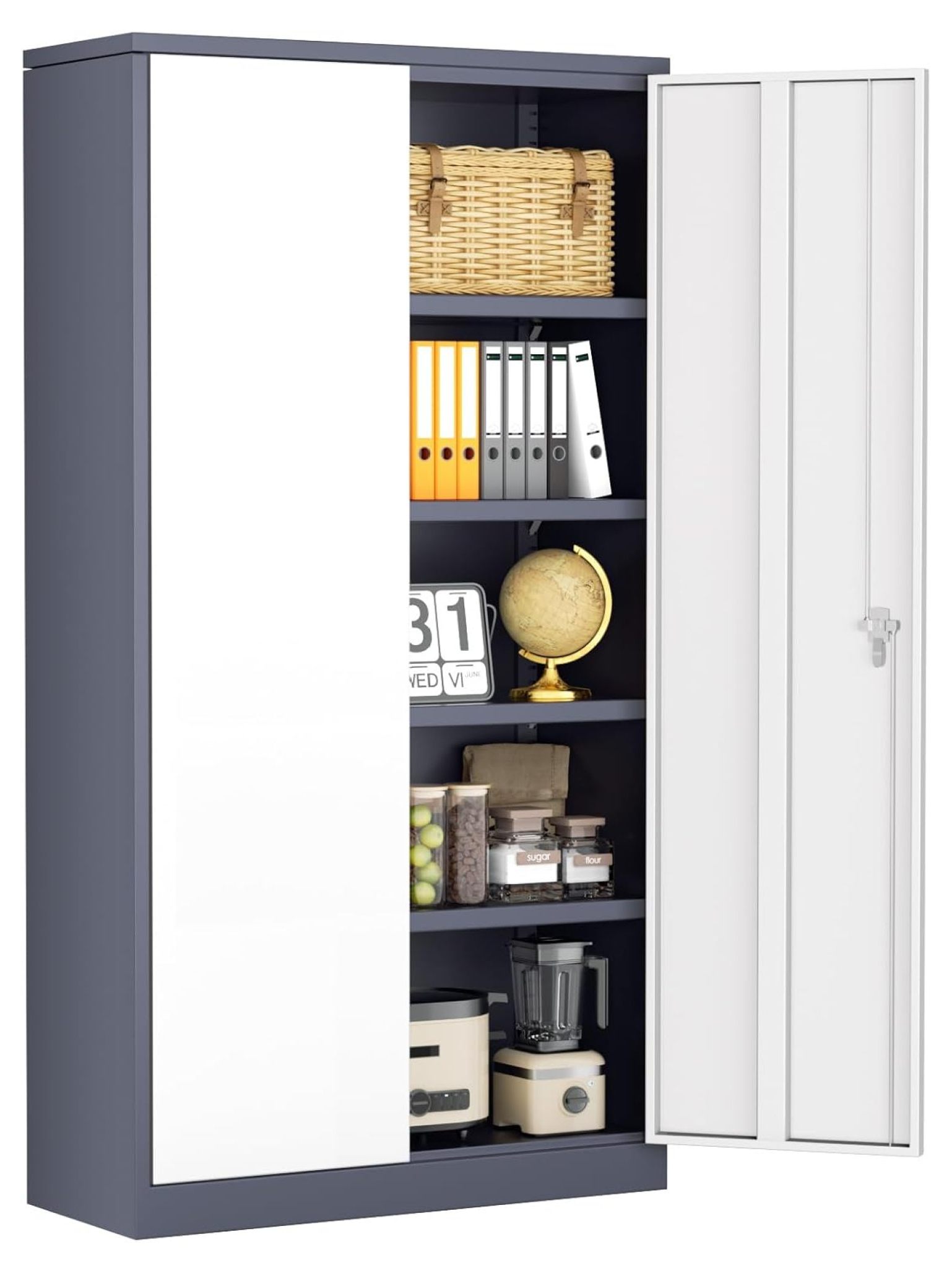 Pantry Storage Cabinet with Lock, 72" H Metal Storage Cabinets with 4 ...