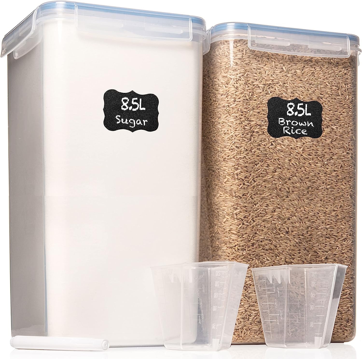 2 Pack Airtight Pantry Storage Containers, BPA Free Plastic Kitchen ...