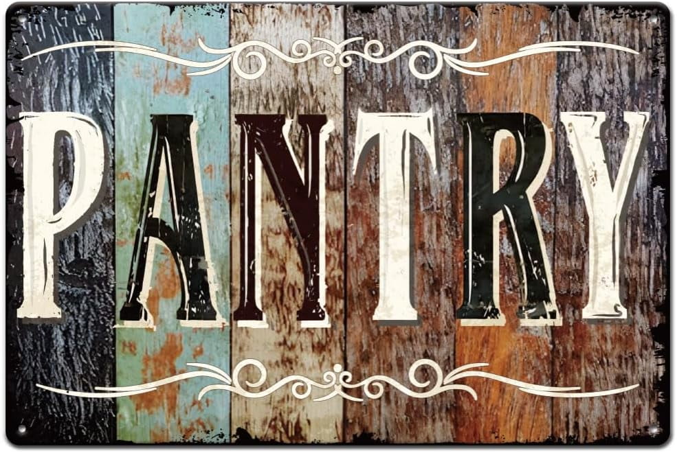 Pantry Tin Signs Retro Rustic Wood Grain Metal Signs Wall Art Plaque ...